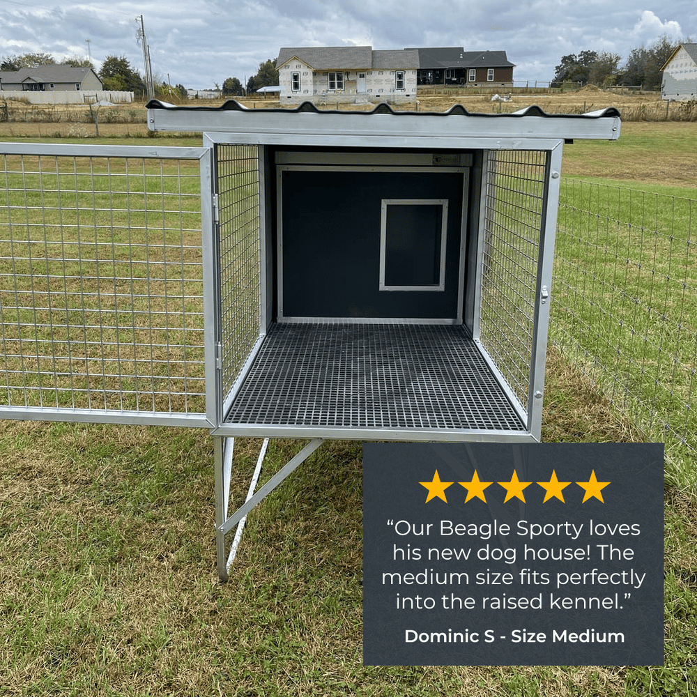 1-Bay Raised Kennel and Insulated Dog House Bundle
