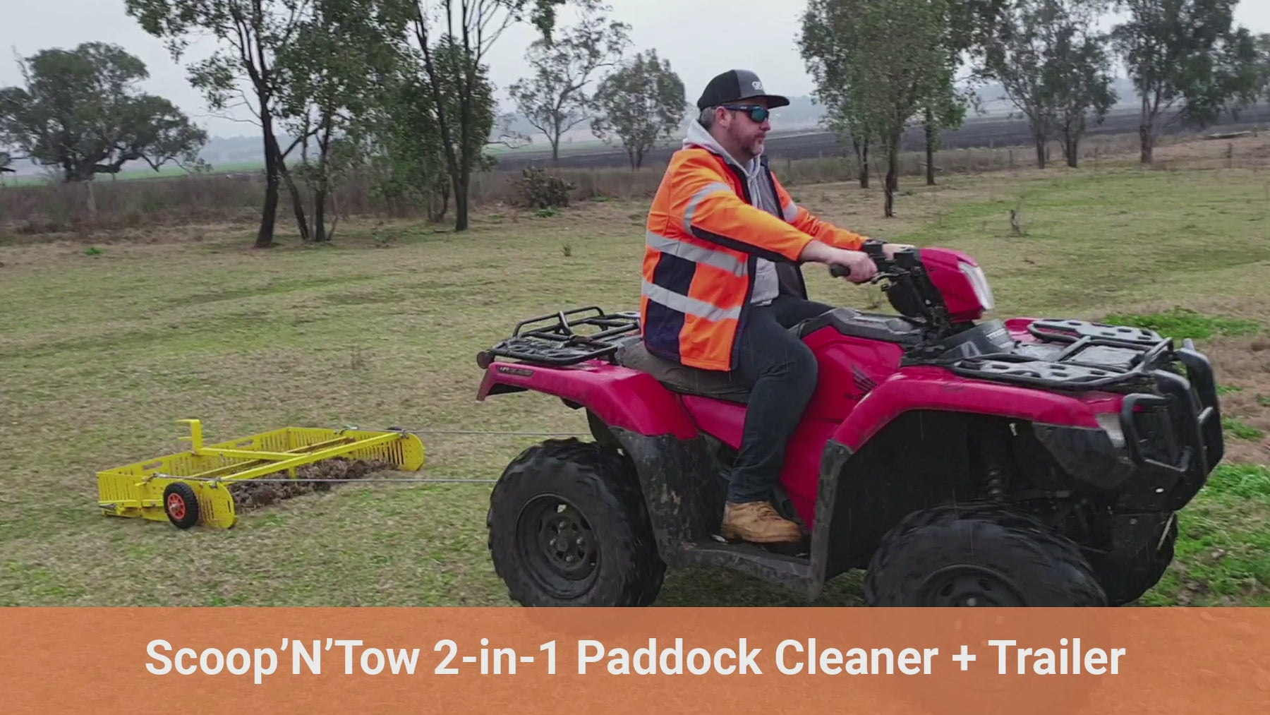 Scoop'N'Tow Manure Scooper / Paddock Field Cleaner + Trailer